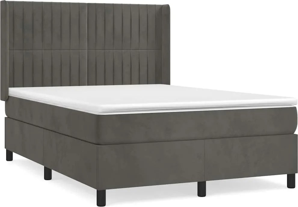Box spring postel s matrací tmavě šedá 140x200 cm samet 3132802