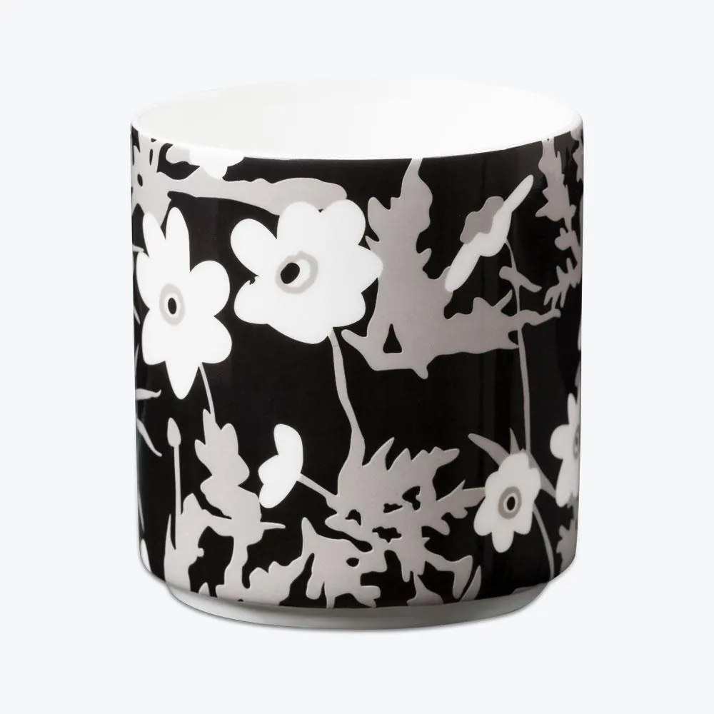DESIGN LETTERS Hrneček Windflower, černá barva, bílá barva, porcelán