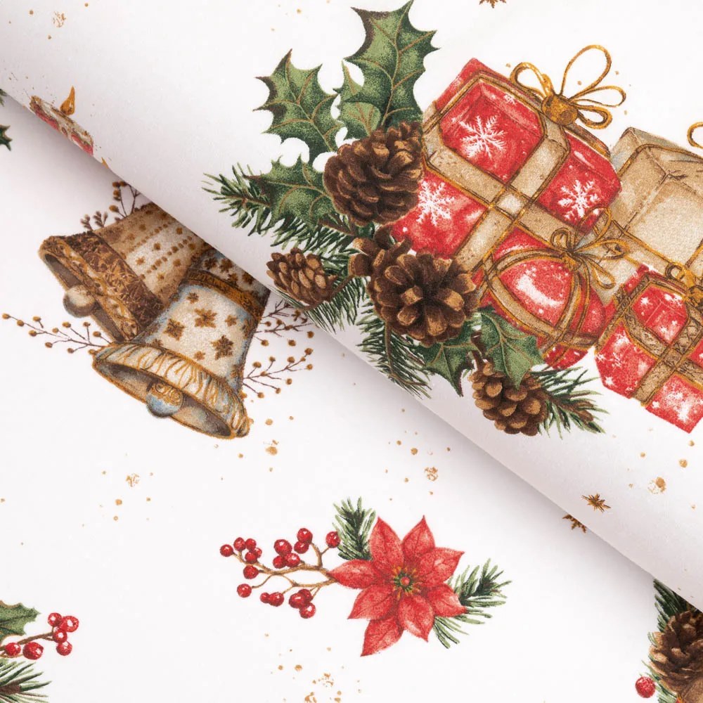 Biante Vánoční bavlněný povlak na polštář Sandra SA-515 Vánoční hvězdy a ozdoby na bílém 60 x 60 cm