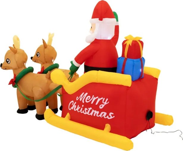 Nafukovací Santa Claus na saních se sobíky 212 cm