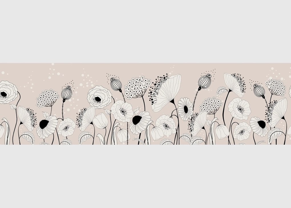 Samolepící bordura na zeď Sketch Kvetů | 5 m x 13.8 cm | DWB8409