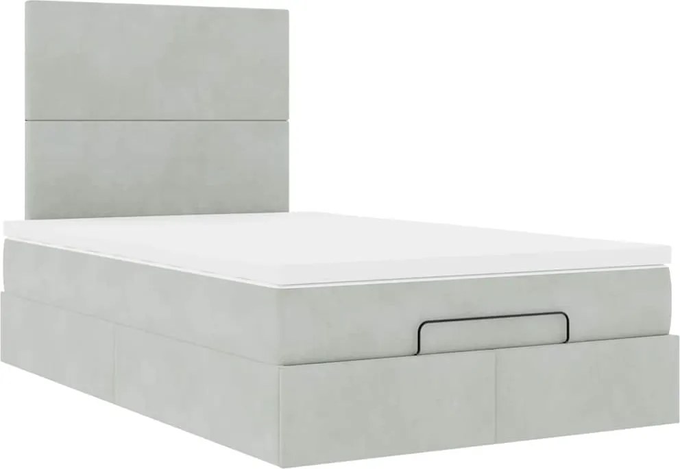 Osmanský rám postele s matracemi světle šedá 120x200cm samet 3314240