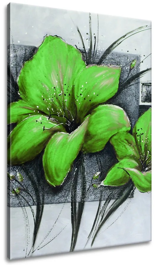 Gario Ručně malovaný obraz Nádherné zelené Vlčí máky Rozměry: 120 x 80 cm