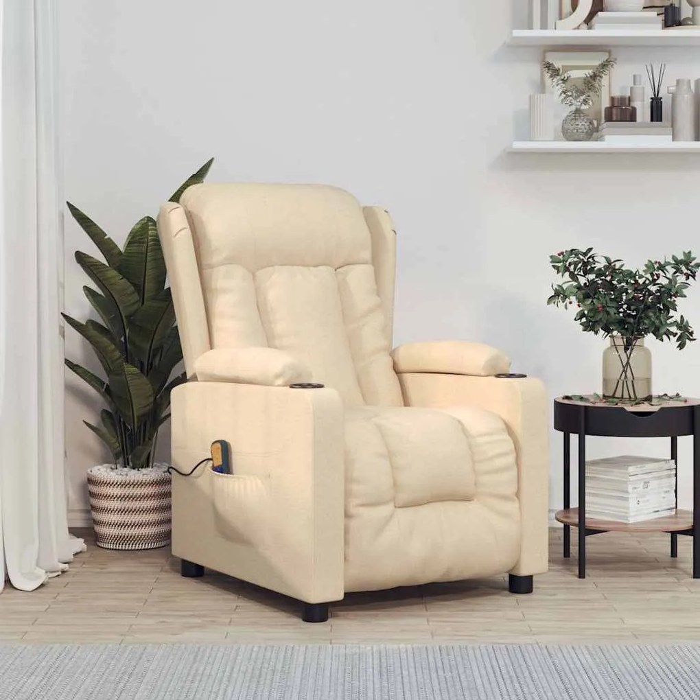 Masážní křeslo krémové textil 339067