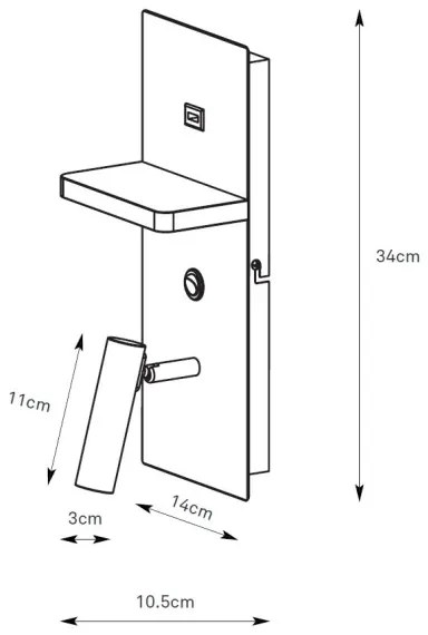Markslöjd 109018 - LED Nástěnné sv. s poličkou a USB portem CARICA 4W/230V černá
