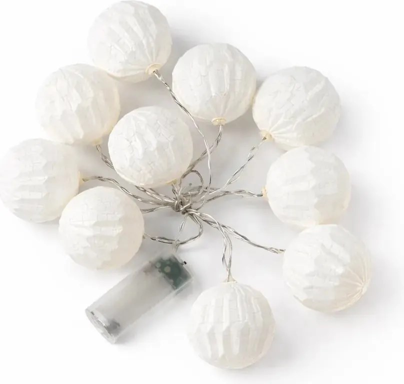 LED světýlka na baterie, lampiony, 1,8 m, teple bílá, 10 diod, čirý kabel, IP20 interiér, 2 × AA