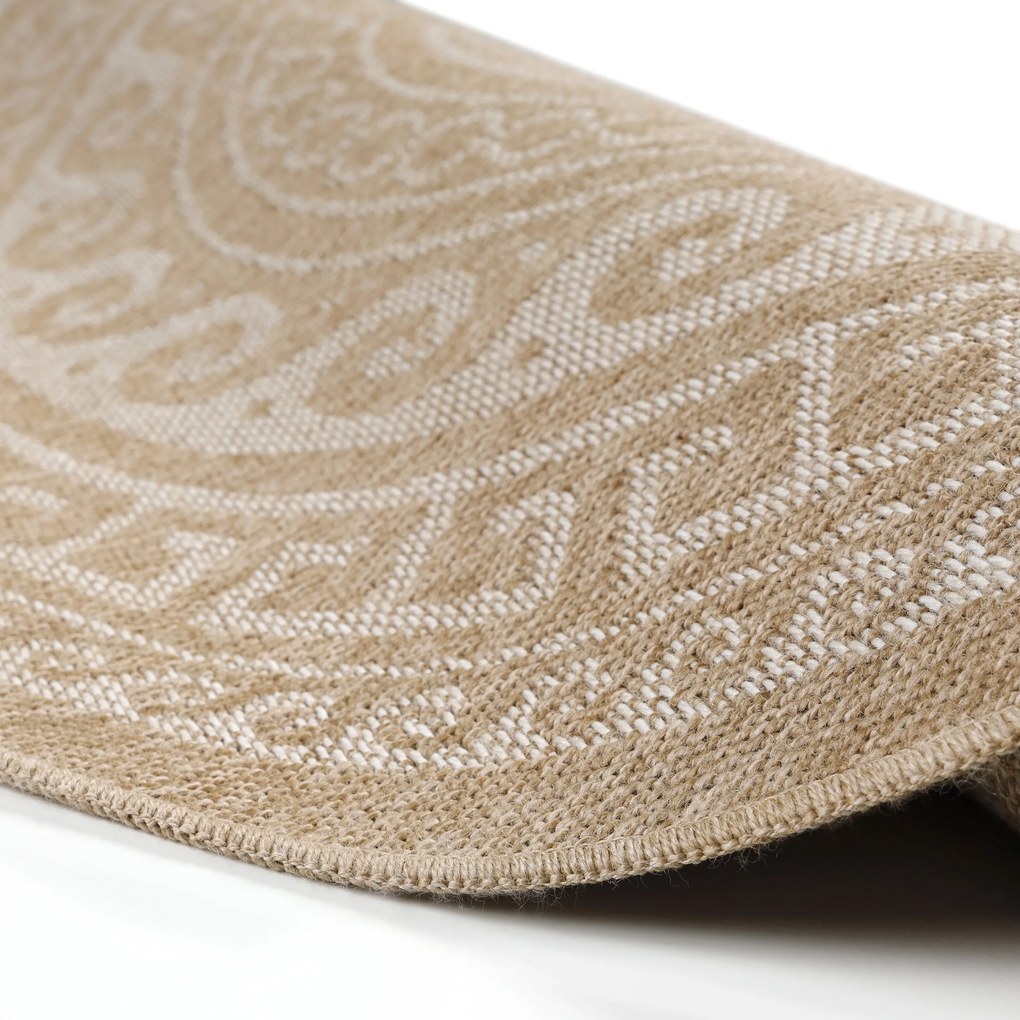 Ayyildiz, Kusový koberec Comilla 887 Beige kruh, 120x120 (průměr) kruh, béžová, chodba / předsíň