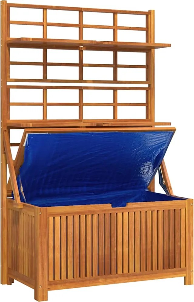 Úložný box s treláží 99 x 50 x 160 cm masivní akáciové dřevo 318760