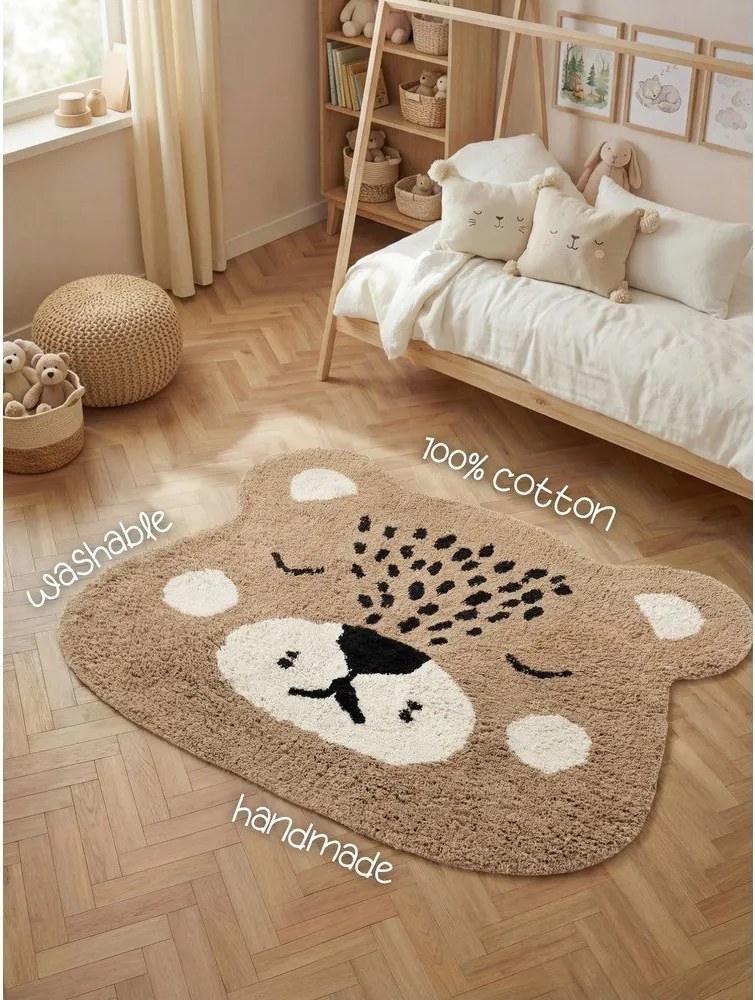 Světle hnědý pratelný/ručně tkaný bavlněný dětský koberec 93x120 cm Snuggle Bea – Hanse Home