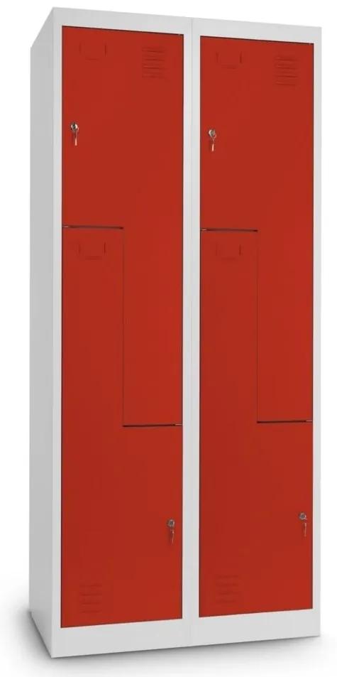 Rauman Kovová šatní skříň Z 80 x 50 x 180 cm, cylindrický zámek - červená