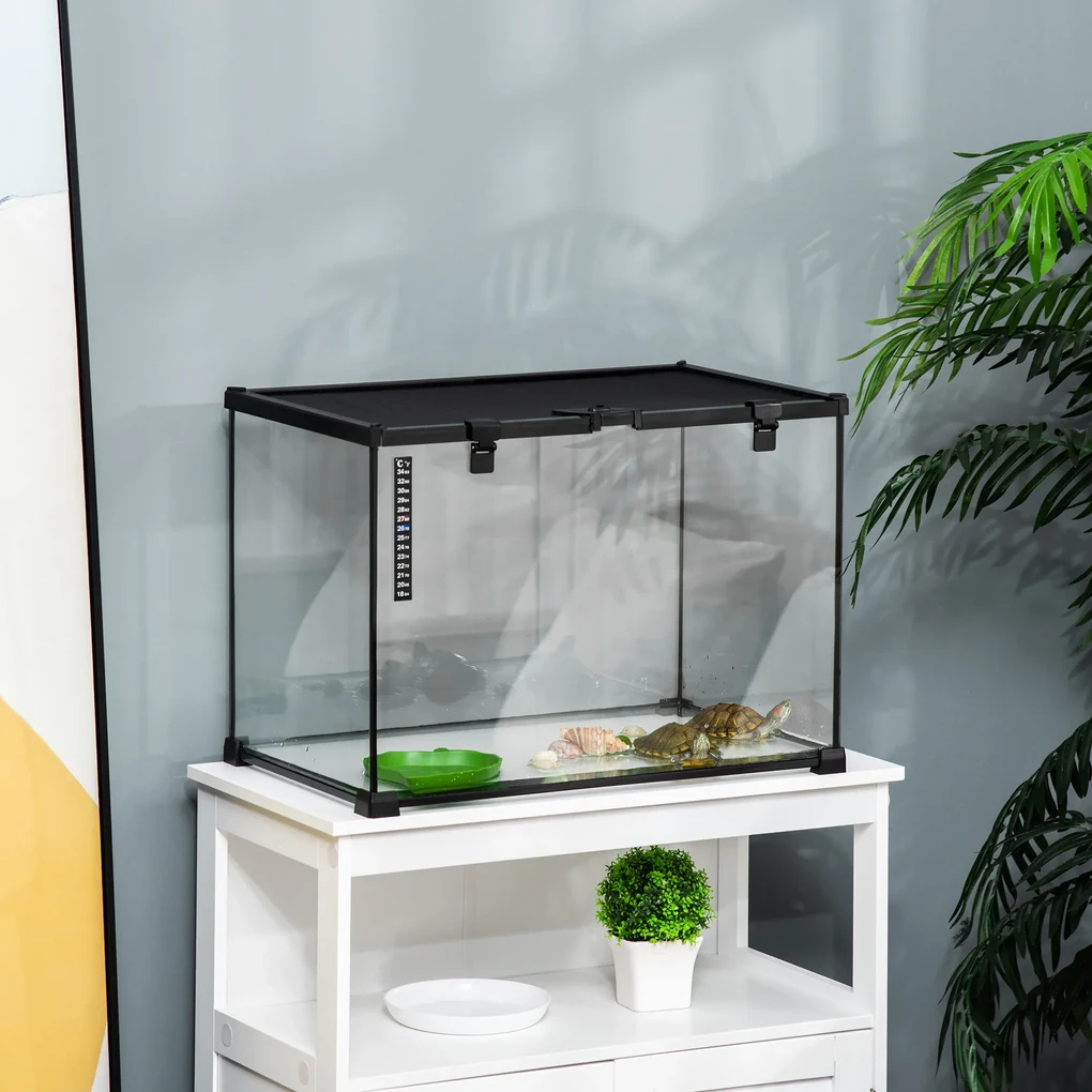 PawHut terárium pro plazy 50 x 30 x 35 cm, skleněný teráriový box pro ...