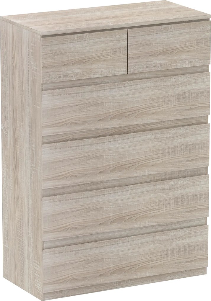 HOMCOM Komoda se 6 šuplíky s minimalistickým designem bez úchytek - 80 x 39 x 115 cm - Přírodní dřevo