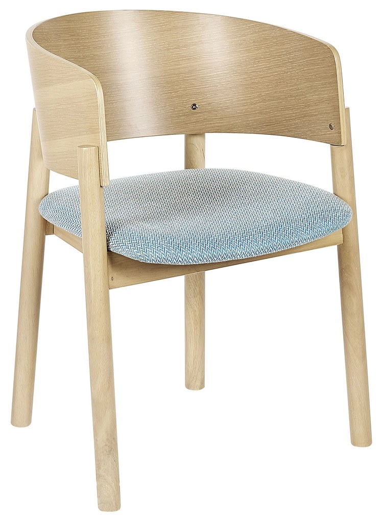 Sada 2 jídelních židlí světlé dřevo/modré MARIKANA Beliani