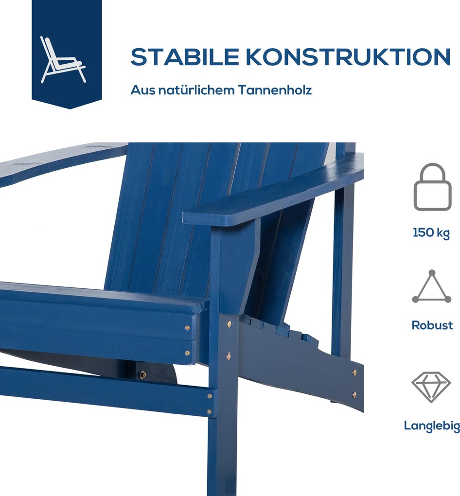 Zahradní židle Andirondack Zahradní židle s polohovatelným opěradlem, 72Š x 94D x 93V cm, modrá barva