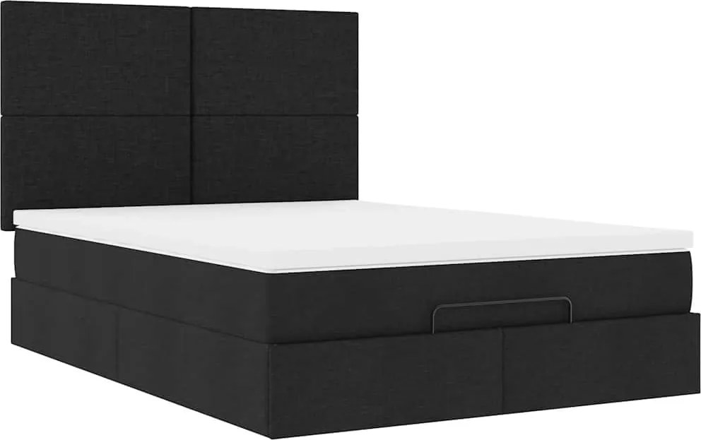 Osmanský rám postele s matrací černá 140x190cm textil 3313922