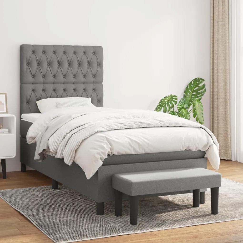 Box spring postel s matrací tmavě šedá 100 x 200 cm textil,  3136814