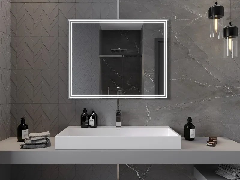 Mexen Taco, LED koupelnové zrcadlo s podsvícením 100 x 80 cm, 6000K, ochrana proti zamlžování, 9805-100-080-611-00