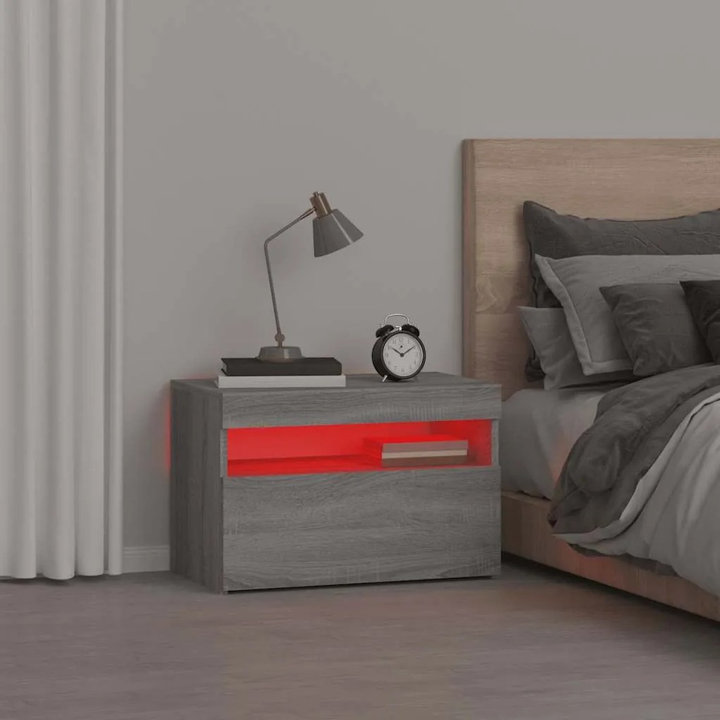 Noční stolek s LED osvětlením šedý sonoma 60 x 35 x 40 cm 3152828