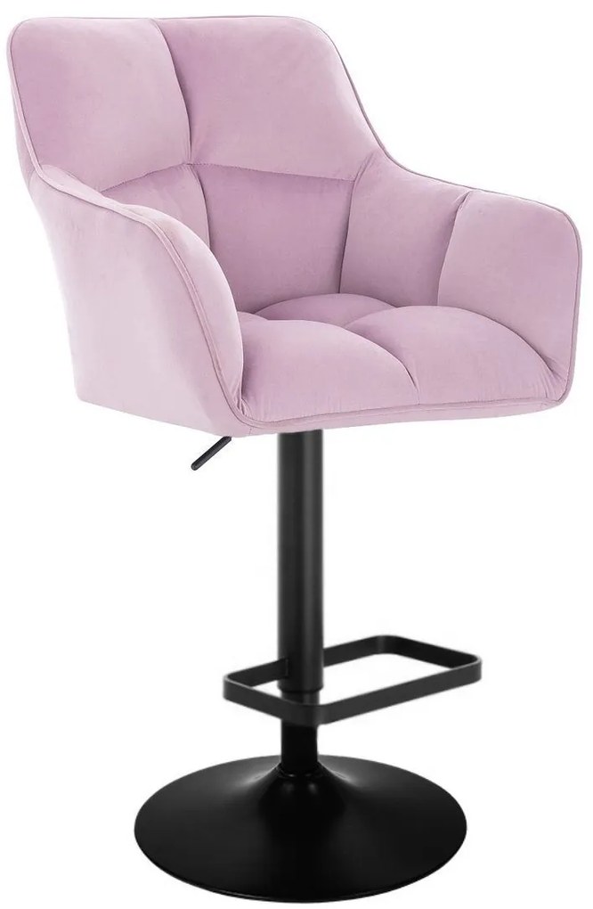 LuxuryForm DESIGN Barová židle AMALFI VELUR na černé kulaté podstavě - levandule