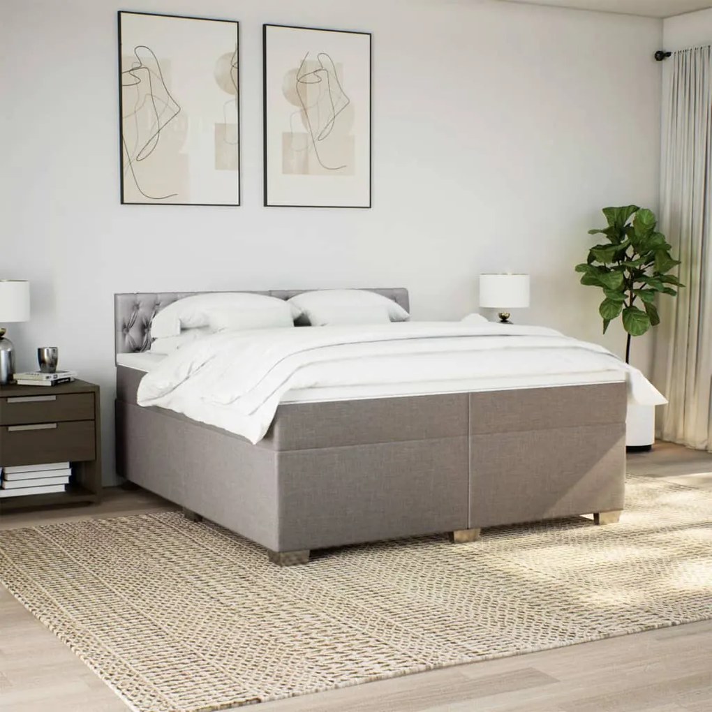 Box spring postel s matrací taupe 200x200 cm textil 3288306