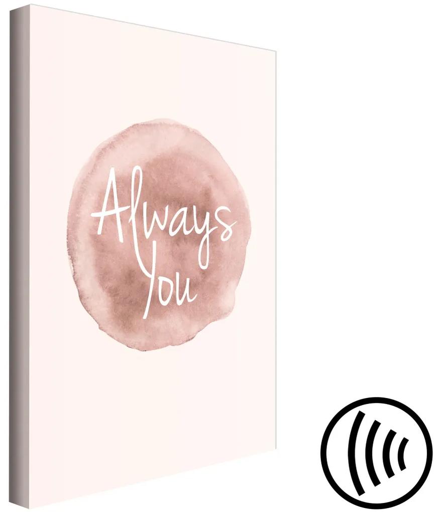 Obraz Always You (1-dílný) svislý - anglický text na růžovém pozadí