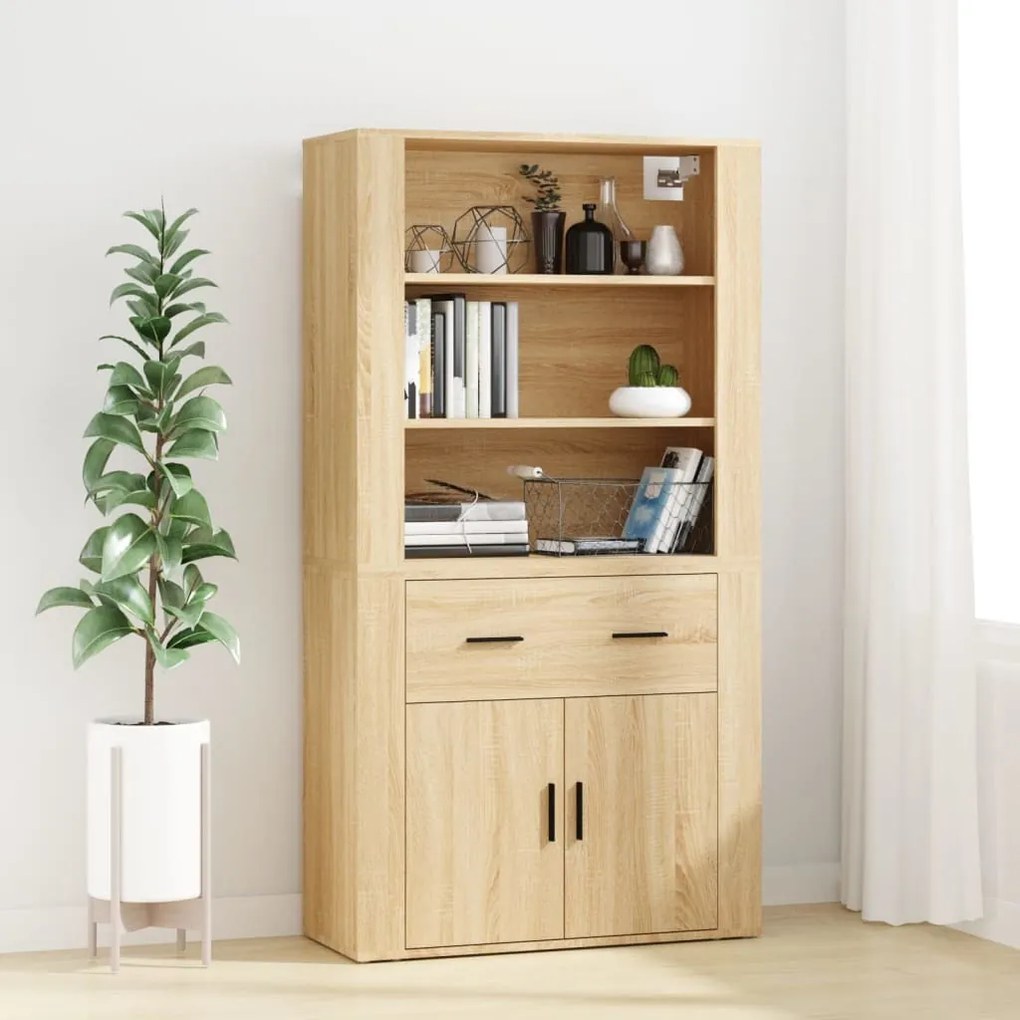 vidaXL Skříň highboard kompozitní dřevo [3185375] Barva: kouřový dub