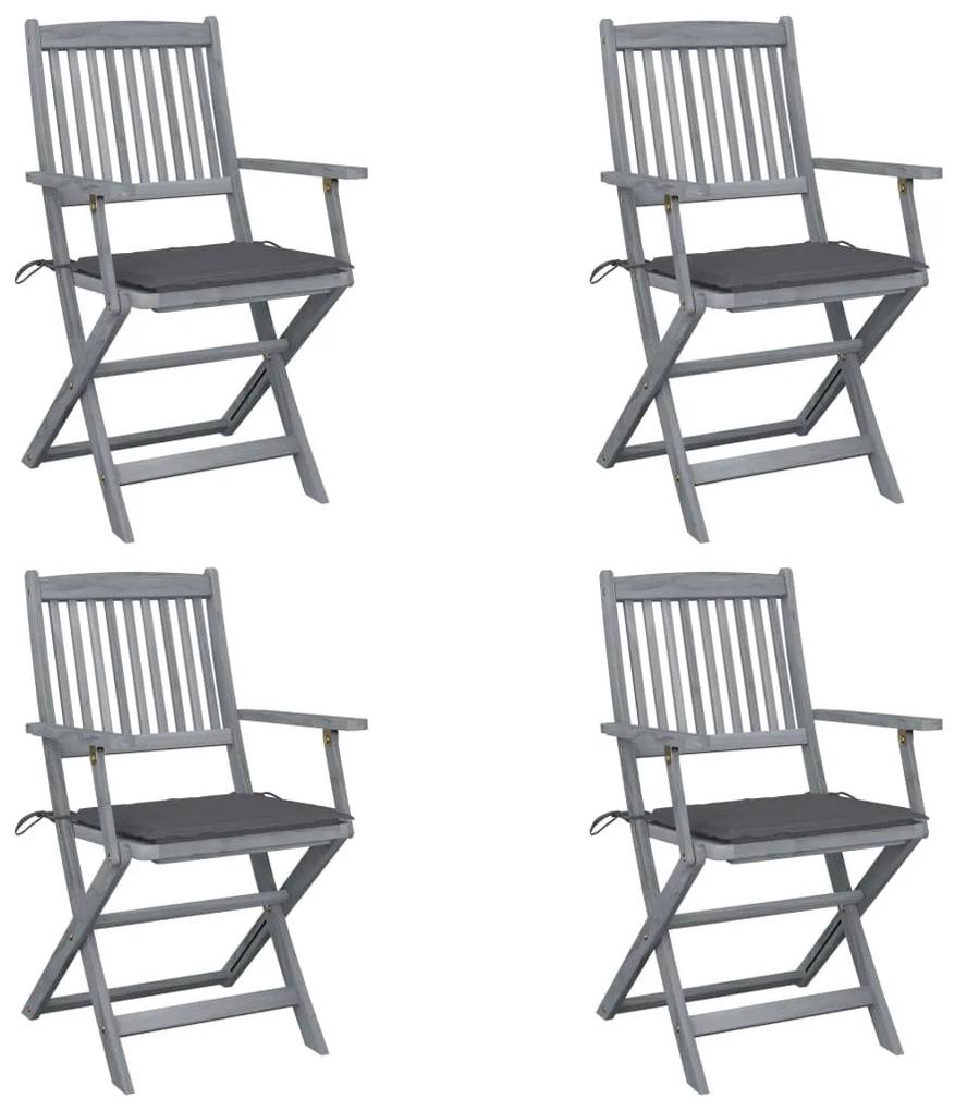 Skládací zahradní židle s poduškami 4 ks masivní akáciové dřevo,  3064509