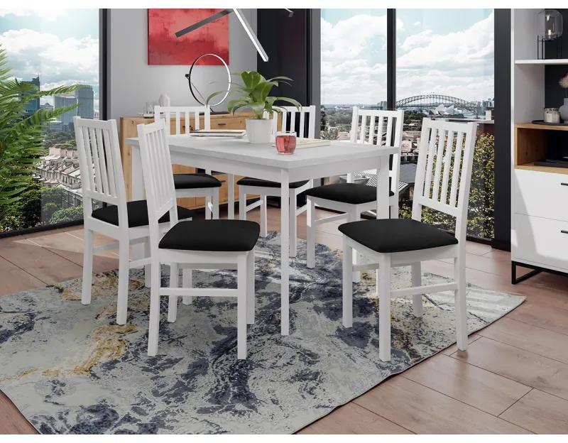 Rozkládací jídelní stůl se 6 židlemi AL15, Barva dřeva: ořech-L, Potah: Hygge D20
