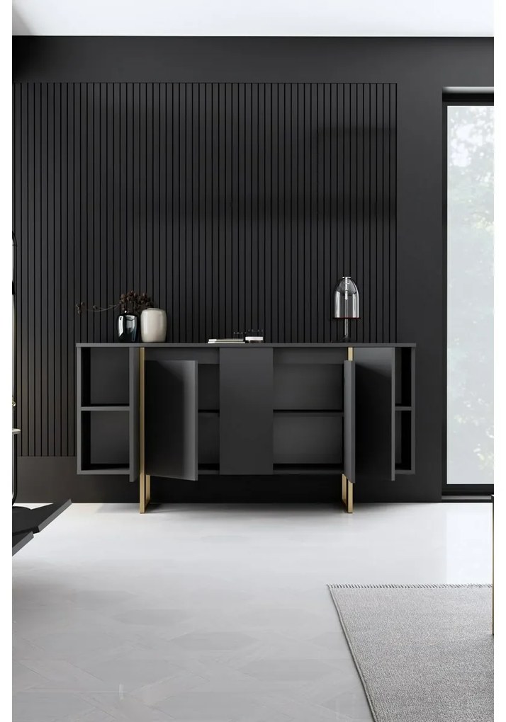 Skříňka Luxe Anthracite and Gold