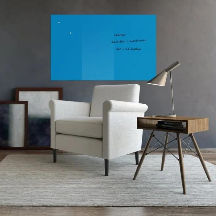 Modrá coelinová skleněná magnetická tabule do restaurace Smatab® - 100 × 200 cm