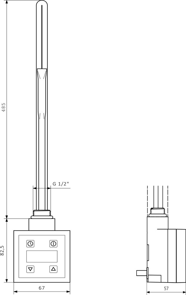 Sapho KTX 800 W topná tyč s termostatem černá mat KTX-B-800