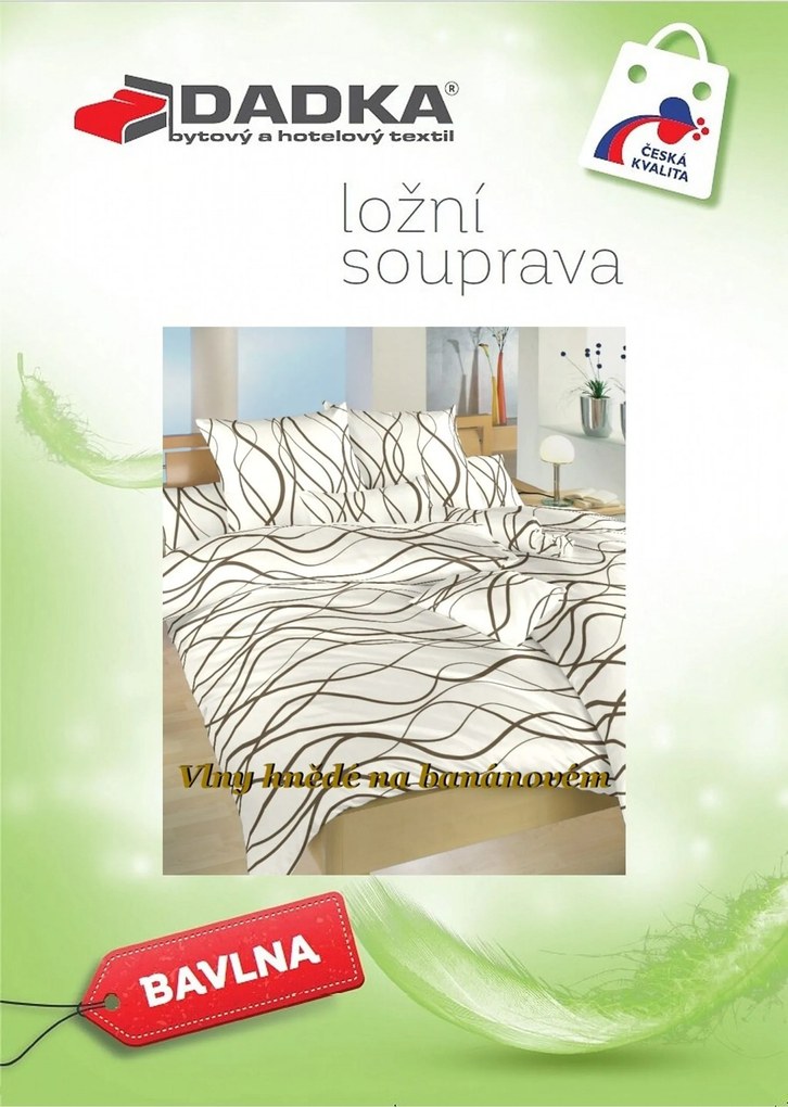 Bavlněné povlečení Vlny hnědé na banánovém podkladu 140x200, 70x90 cm