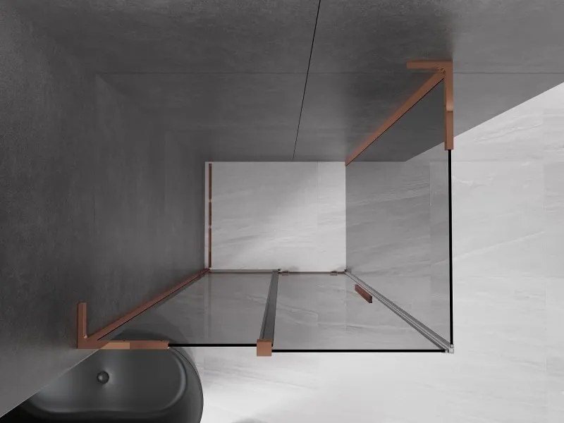 Mexen Velar L, sprchový kout s posuvnými dveřmi 110 x 90 cm, 8mm šedé sklo, růžové zlato, 871-110-090-43-60
