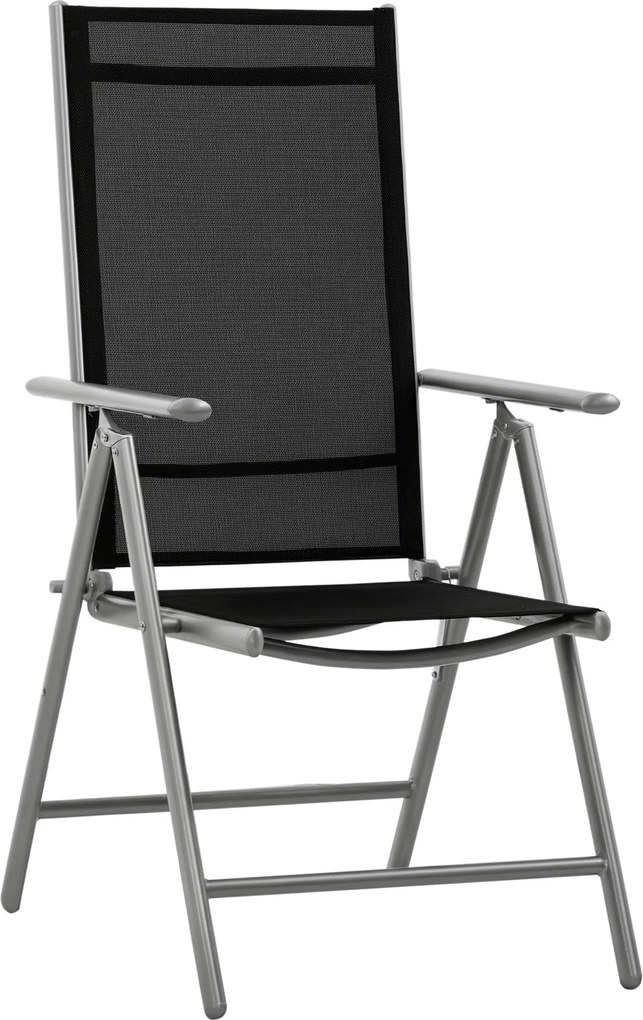 Skládací zahradní židle Outsunny z hliníku a textilenu s 7 nastavitelnými úrovněmi, černá 65x55x85-105cm | Aosom