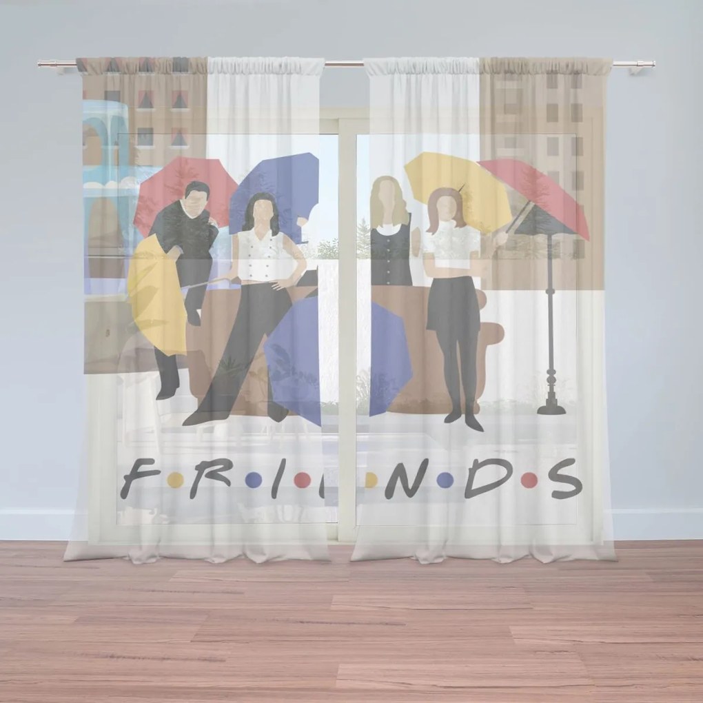 Sablio Záclony Seriál přátelé FRIENDS Gauč u fontány: 2ks 150x250cm