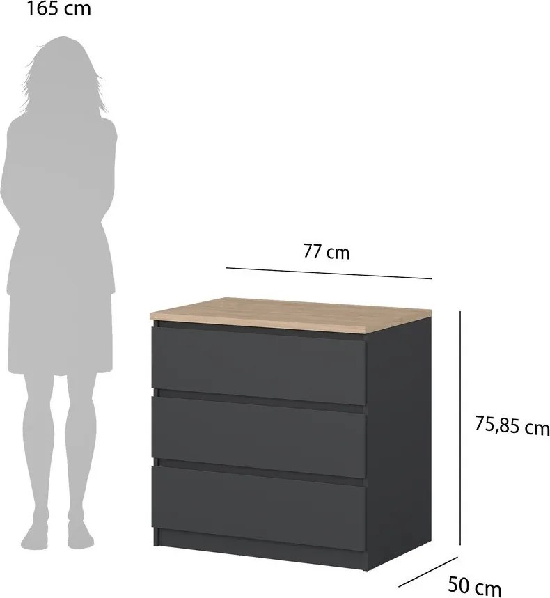 Tmavě šedá komoda 77x76x50 cm Naia – Tvilum