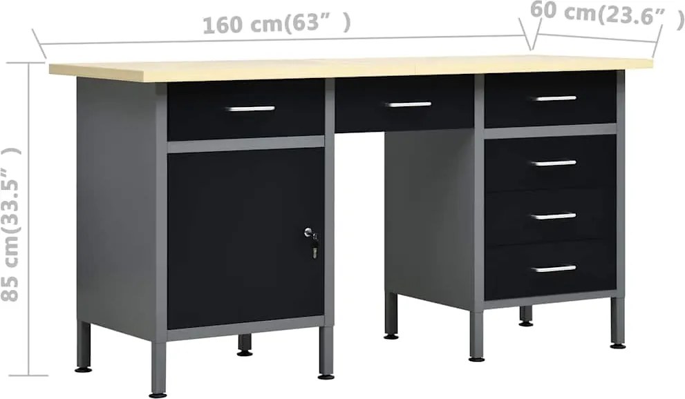 Pracovní stůl se čtyřmi nástěnnými panely 3053429