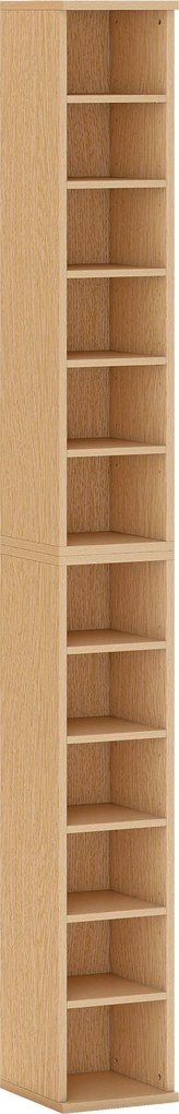 HOMCOM sada 2 sloupových regálů pro ukládání CD/DVD, 12 přihrádek, 21 x 22,5 x 88,5 cm, kapacita 204 CD, přírodní dřevěný vzhled