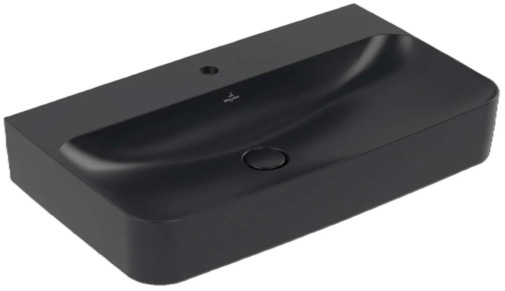 Villeroy & Boch Finion - Umyvadlo 80x47 cm, bez přepadu, otvor pro baterii, CeramicPlus, Pure Black 41688LR7