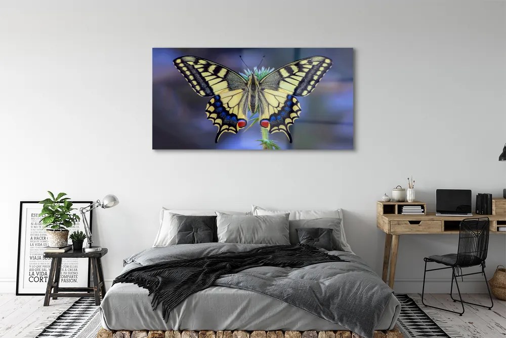 akrylový obraz Motýl na květině 140x70 cm