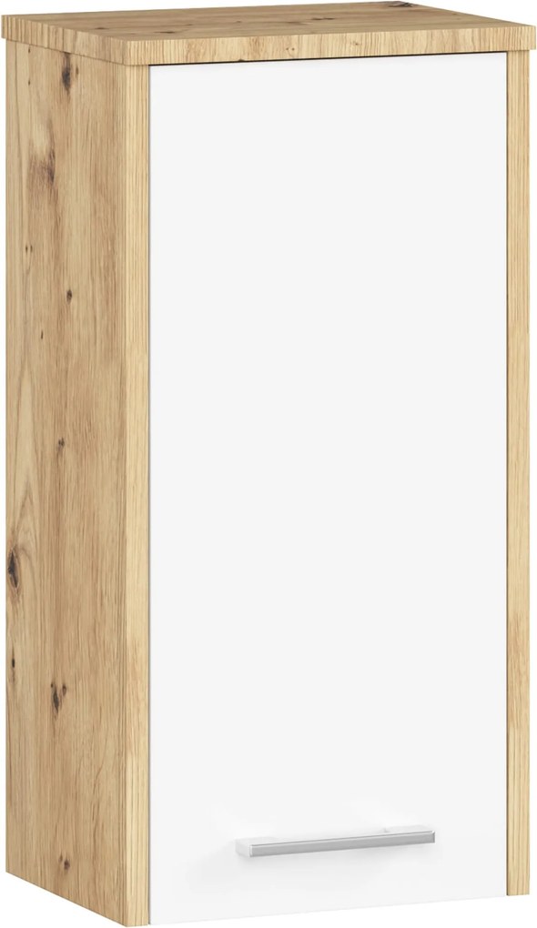 Koupelnová závěsná skříň FIN W30 1D Dub Artisan/ Bílá