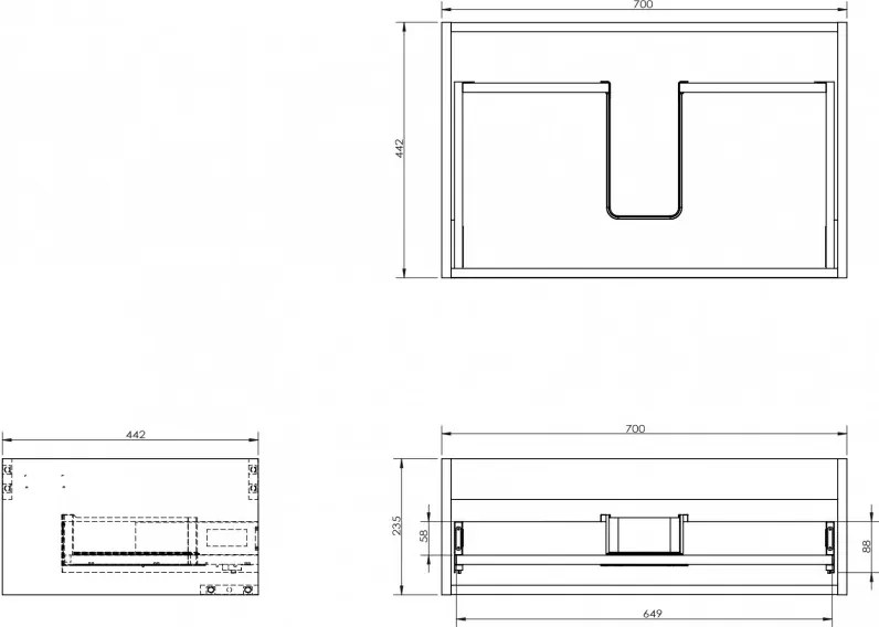 Mexen Box-A, závěsná skříňka 70 cm, 1 zásuvka, bílá lesklá, 91AX0-0700-235-1-00
