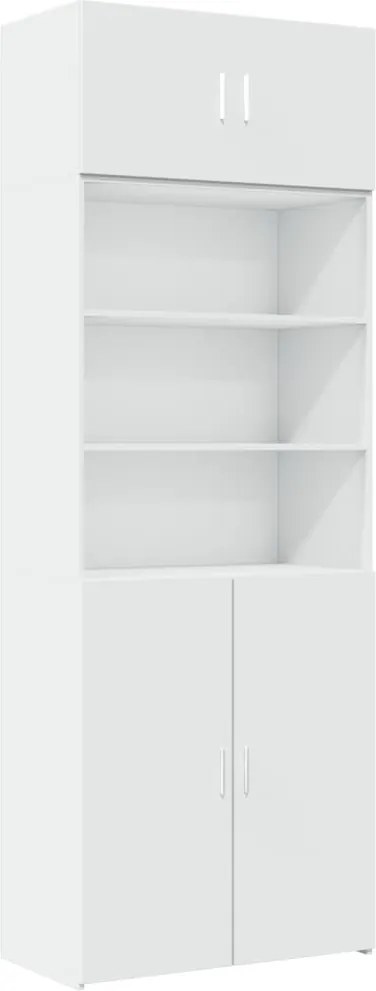 Úzká úložná bílá 80 x 42,5 x 225 cm kompozitní dřevo 3281343