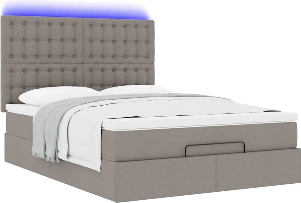 Osmanský rám postele s matrací taupe 140x190cm textil 3314173
