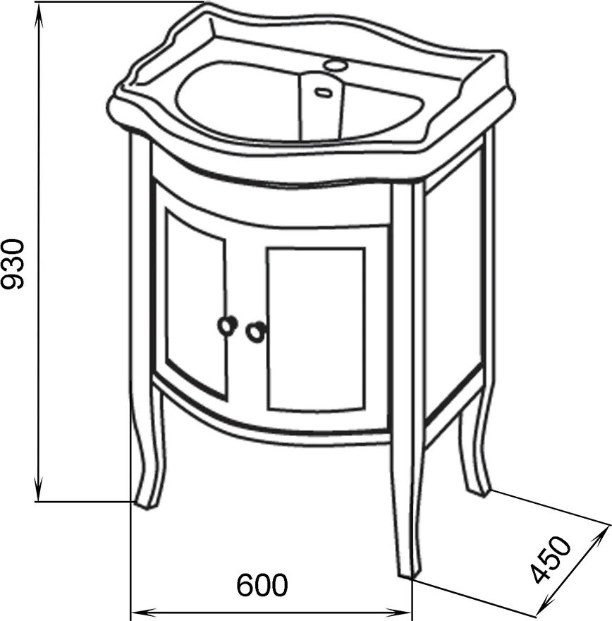 Sapho Sapho, RETRO umyvadlová skříňka 60x80x45cm, buk, 735140