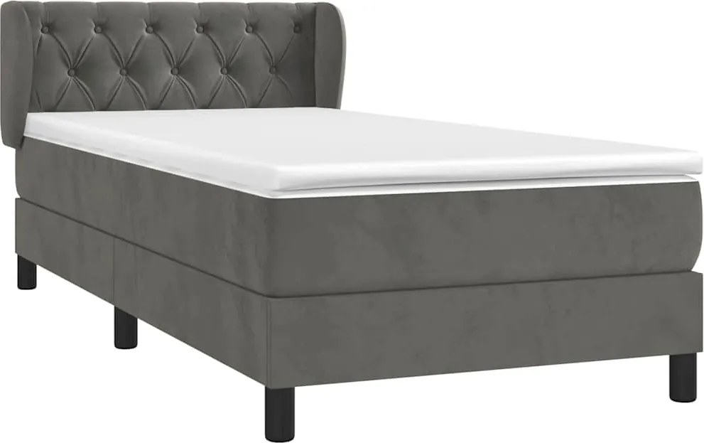 Box spring postel s matrací tmavě šedá 80 x 200 cm samet 3127638