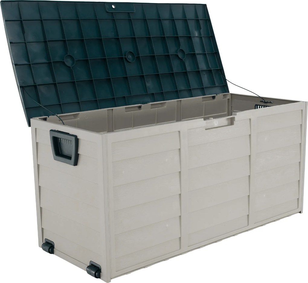 Zahradní úložný box, šedá/zelená, KORTEZ
