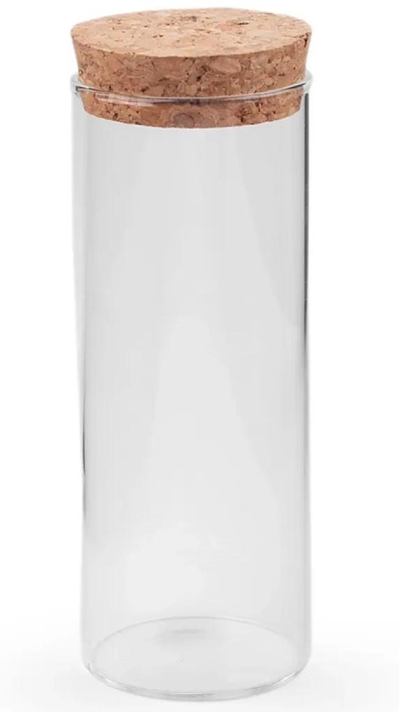 Skleněná lahev dóza s korkem transparentní 47x120 mm