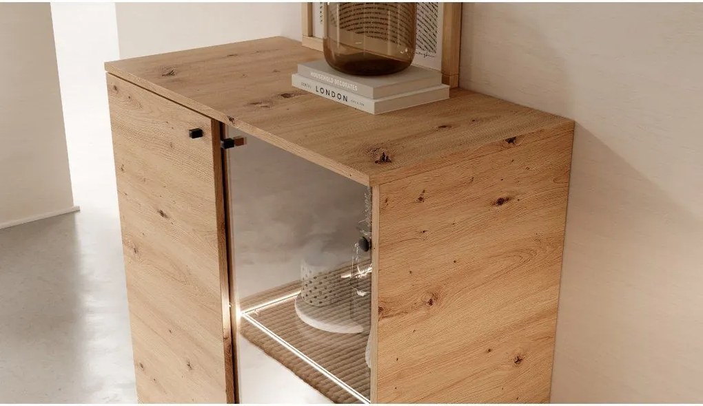 ADRK Furniture Vitrína Evi s LED osvětlením ADRK-SHC-EVI-80-ART-L