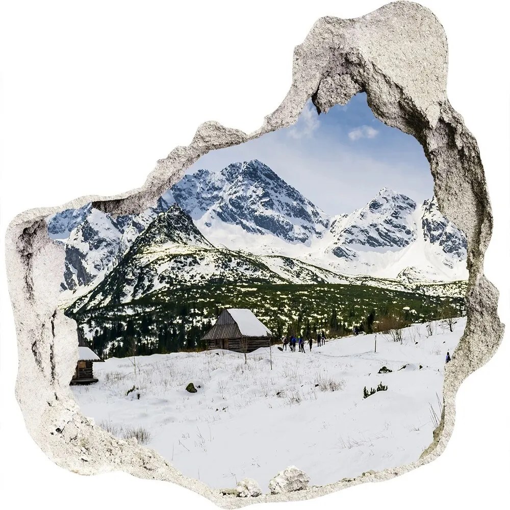 Wallmuralia Díra 3D ve zdi na stěnu Tatry 75x75 cm